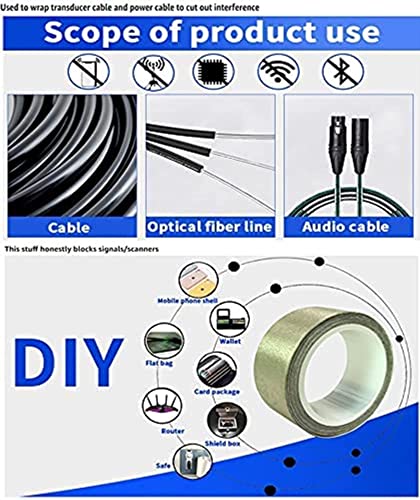 ADSWIN Faraday Tape,Copper Nickel Plated Conductive Electrode Tape Fabric,RF/EMI/EMF Shielding,Grounding(Size:50mmX50m/2inX164ft) (Color : 50mmX50m/2inX164ft)