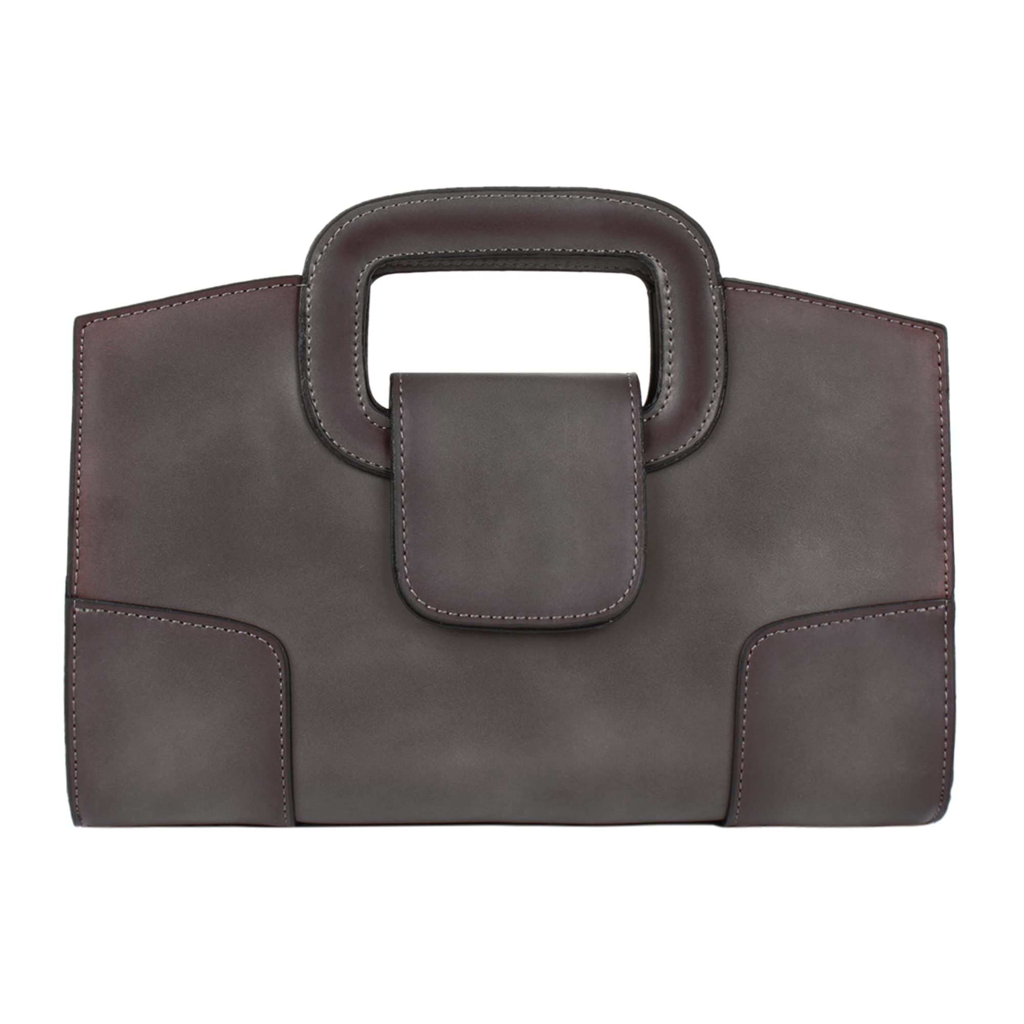 CLARA Women Vintage Flap Tote Top Handle Satchel PU Leather Clutch Handbag Purse Shoulder Bag (00358Gray)