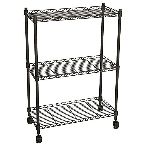 Pshinig 3 Tier Shelf Organizer Wire Shelving Black Bedroom decor Organization and storage Book shelves Office decor Wall shelf Storage shelves Wall shelves Bedroom wall decor Bathroom wall decor