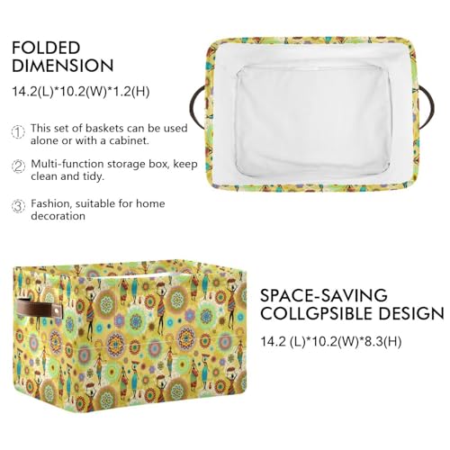 African Girls Storage Basket Bins Collapsible Toy Storage Bins with Handles Laundry Baskets for Pet Books Clothes Makeup Nursery Closet Office,2 pcs