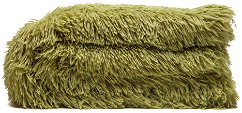 Chanasya Solid Faux Long Fur Throw Blanket - Soft, Fuzzy Throw Blanket - for Bed or Couch - 50" x 65β - Olive Green