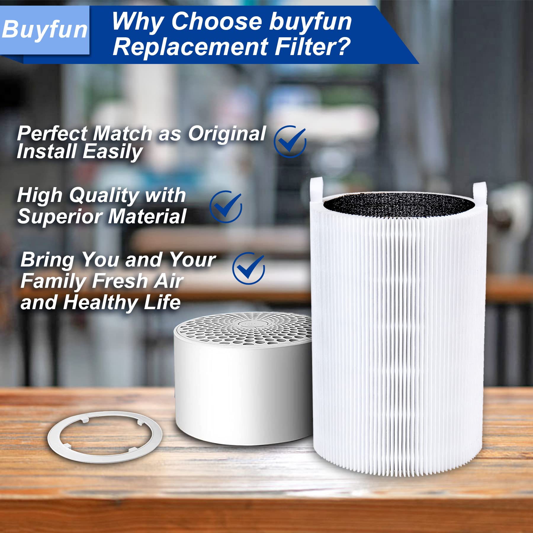 buyfun for Blueair Blue Pure 411 Replacement Filter, Replacement Filter for Blueair Blue Pure 411, 411+, 411 auto and Mini Models