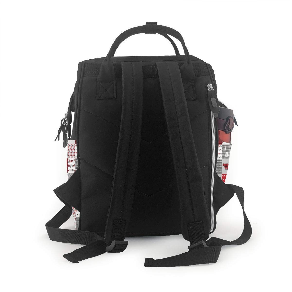 Vintage Happy Camper Red Bear Moose Lumberjack Diaper Bag Backpack Waterproof Multi-Function Baby Changing Bags Maternity Nappy Bags Durable Large Capacity