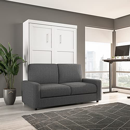 Bestar Pur Murphy Sofa, Space-Saving Wall Bed for Multipurpose Guest Room, Full, White