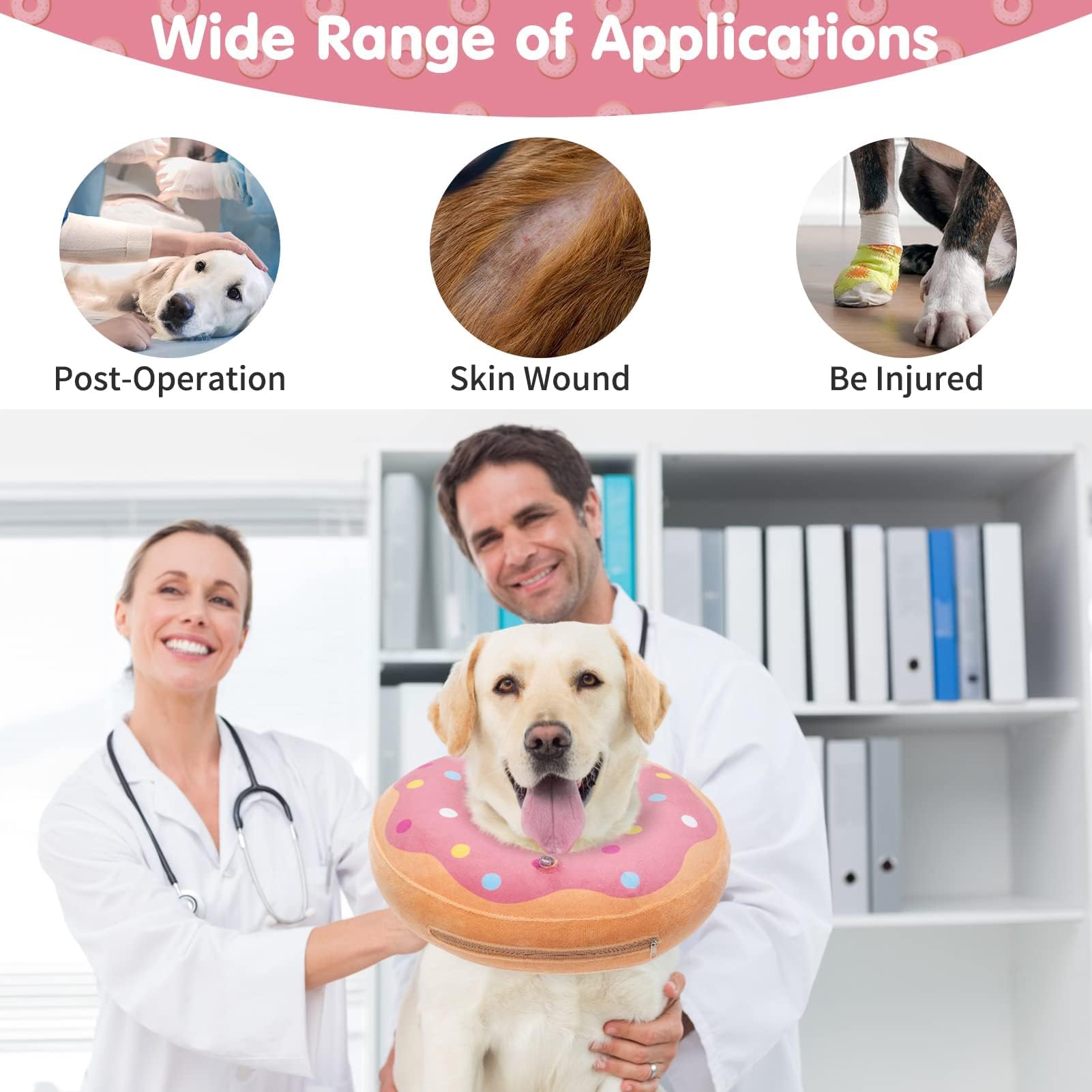 BINGPET Protective Dog Cone Collar,Soft Recovery Pet Cone for Dogs Cats,Washable Protective Recovery Collar for Large Medium Small Dogs,Inflatable Dog Cone,Adjustable Pet Recovery Cone After Surgery