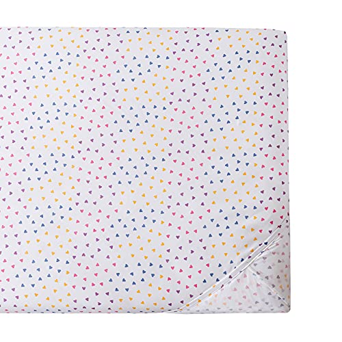 Hearts & Rainbow Crib Bedding Set - 3-Piece, Includes Quilt, Fitted Crib Sheet, and Changing Pad Cover - Rainbow Baby Crib Bedding, Farmhouse Nursery Décor, Baby Room Decorative Set for Girls