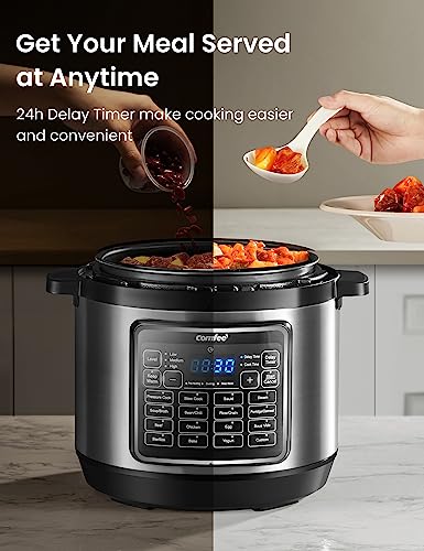 COMFEE’ 16 in 1 Electric Pressure Cooker Instant Multi Cooker Olla de Presion Non-Stick Pot Yogurt Maker Rice Cooker Slow Cooker Sauté Steamer 8 Quarts Stainless Steel