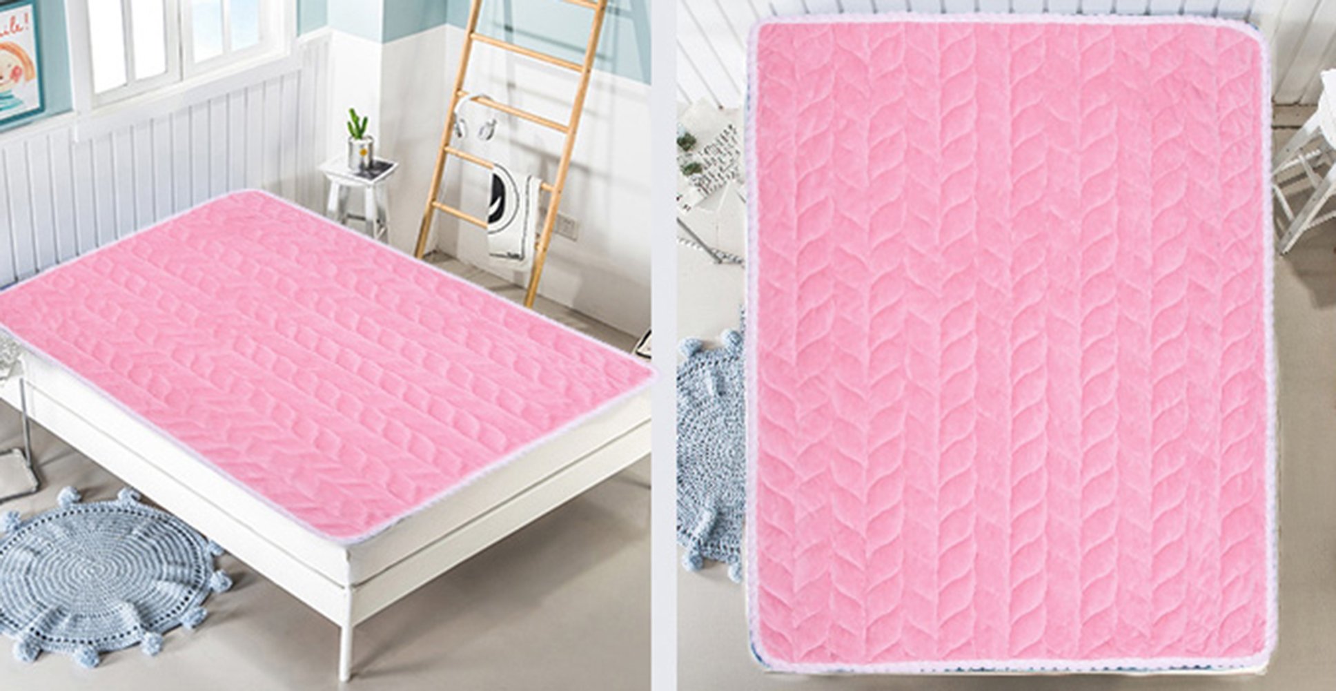Liveinu Plush Fleece Incontinence Underpads Waterproof Reusable Incontinence Bed Pad Washable Incontinence Underpads 8 Cups Absorbency Mattress Protector for Adults, Kids and Pets Pink 35"x47"