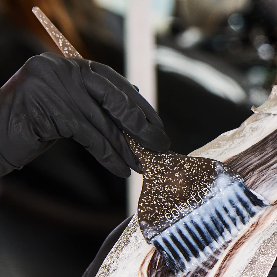 Colortrak Galaxy Glitter 2 Piece Hair Brush Set for Highlighting and Coloring Hair Sections, Includes 2.5 Inch Wide Celestial Glow Soft Bristle Brush, 3 Inch Wide Meteor Shower Stiff Bristle Brush