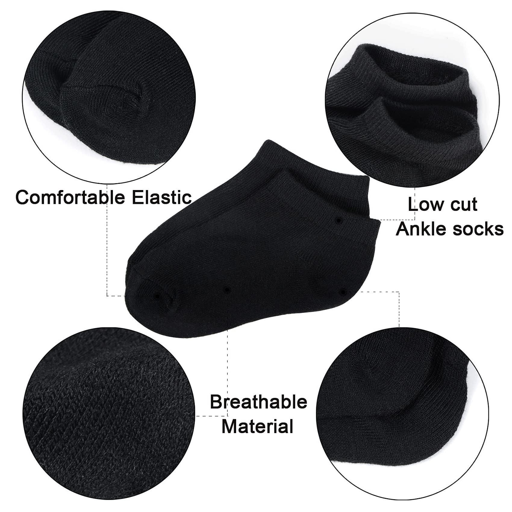Tenpluszero Toddler Socks - 16 Pack Kids Low Cut Athletic Ankle Socks Baby Boys Girls Breathable Socks Bulk