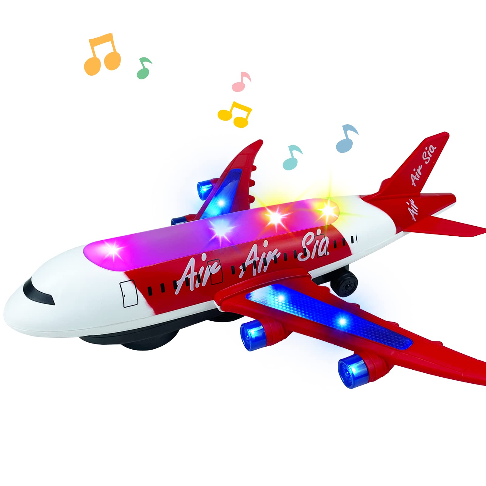 Blooming lilies Musical Plane Toys for Toddlers, Airplane Crawling Toys with Smart Steering for Infant Early Educational, Baby Toys for 3+ Year Old Boys Girls