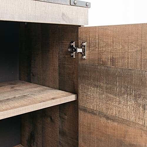 Signature Design by Ashley Trinell Rustic TV Stand with Fireplace Option Fits TVs up to 58", Natural Brown
