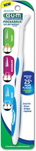 GUM Proxabrush Permanent Handle - Compatible with Go-Betweens Interdental Brushes - Eco Friendly Floss Picks for Teeth, Braces, and Implants