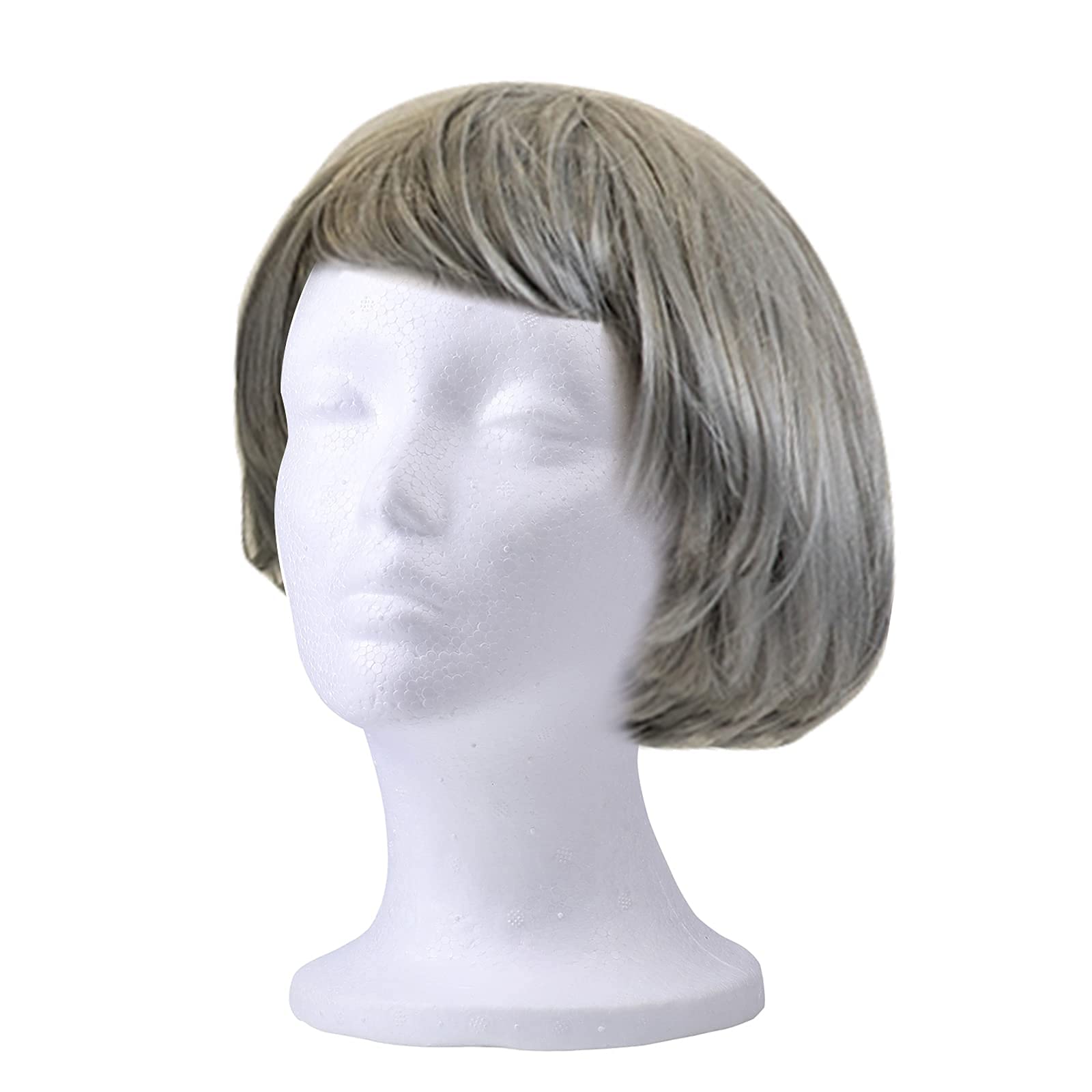 Foraineam 2 Pack Foam Wig Head, Female Mannequin Head Wig Display Stand Holder, Cosmetics Model Head White Foam Heads Glasses Mask Hat Hairpieces Stand