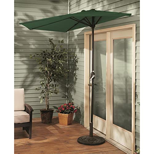 CASTLECREEK Half Round Patio Umbrella, Outdoor, Garden, Deck, Balcony Shade 8β, Red