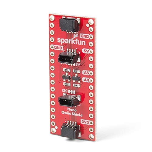 SparkFun Qwiic Shield Compatible with Arduino Nano-connect the I2C bus (GND, 3.3V, SDA and SCL) to four Qwiic connectors (two horizontally and two vertically mounted)-daisy chaining-Soldering Required