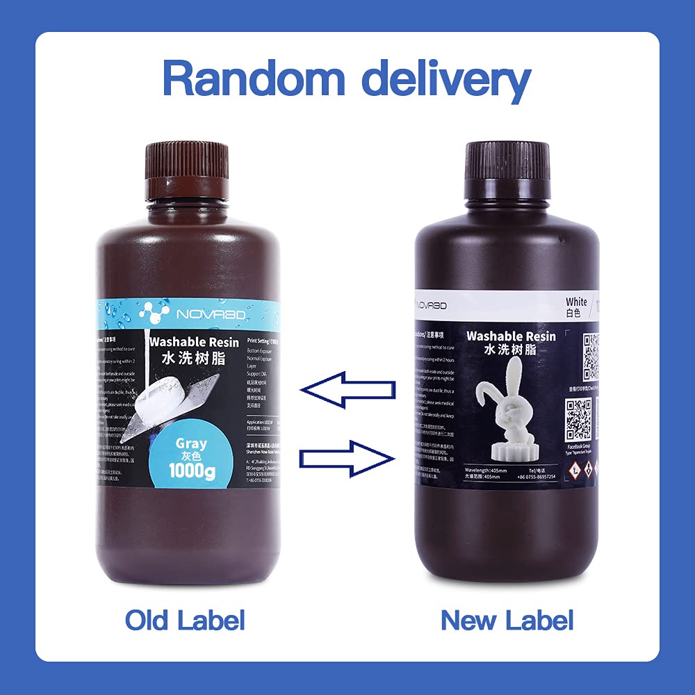 NOVA3D Water Washable 3D Resin Lower Odor LCD 3D Rapid Resin 405nm Photopolymer Resin for LCD 3D Printing, Black, 500g