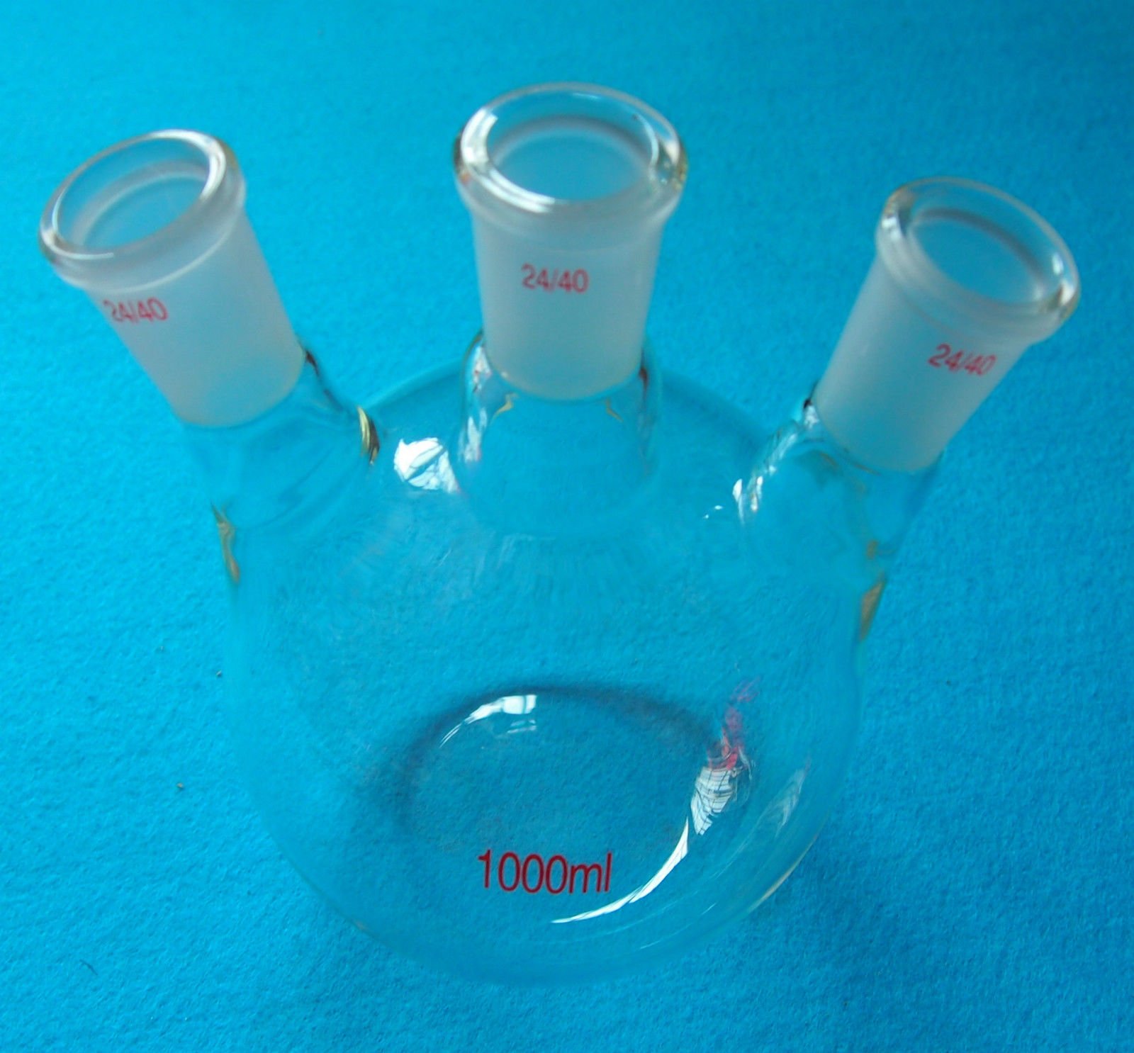 Deschem 1000ml,3-Neck,24/40,Flat Bottom Glass Flask,Three Neck,Laboratory Boiling Vessel