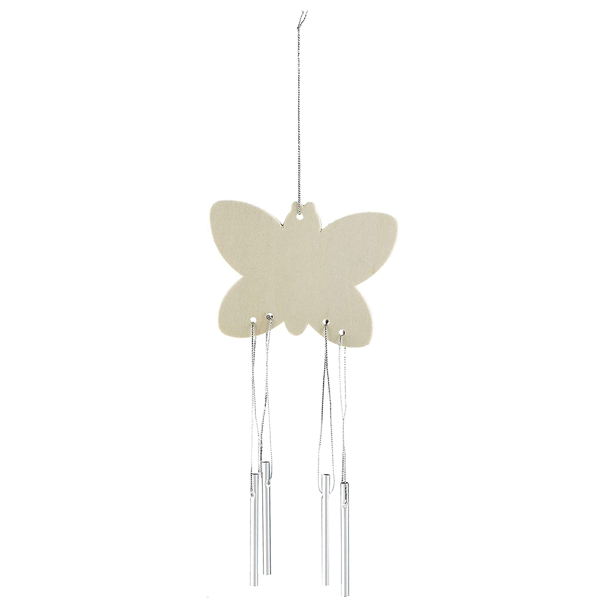 Baker Ross-E8743 Wildlife Wooden Windchimes, Perfect for Children to Design and Decorate, Ideal for School, Home Craft Group Activities (Pack of 4), 10cm, 4 Pack