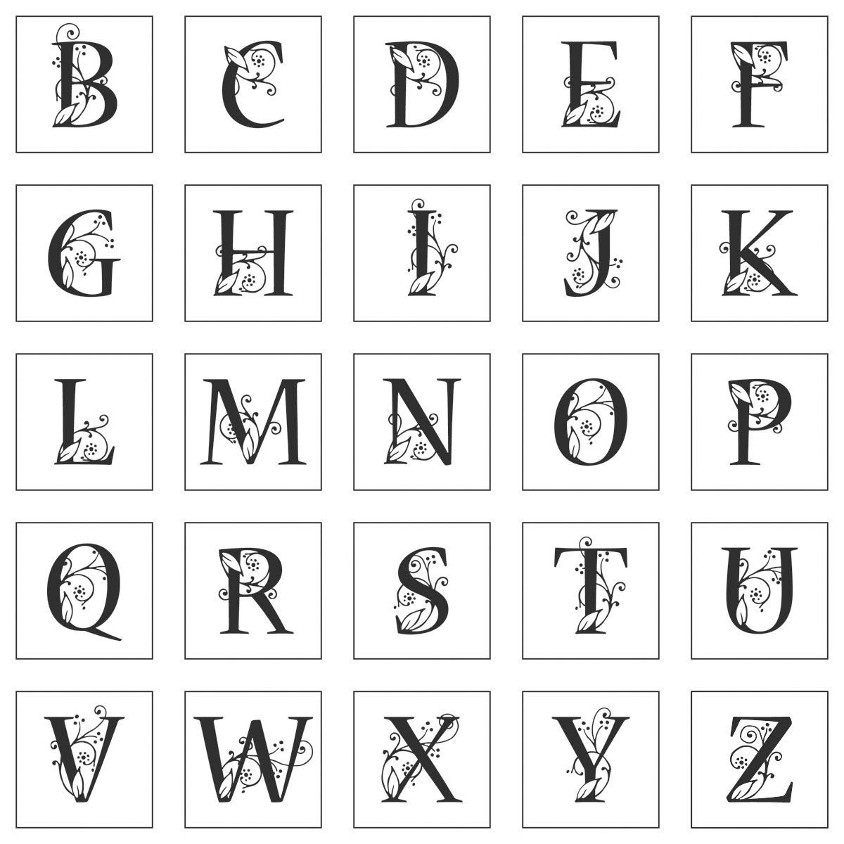 Personalized Ornate Black/White Initial Envelope Seals - Set of 144 Self-Adhesive, Flat-Sheet, 1-1/2" Sticker Seals, By Colorful Images