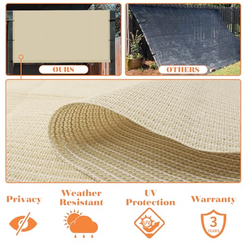 AwnPro 9' x 12' Beige Outdoor Pergola Shade Cover Canopy for Patio Deck Porch Backyard Gazebo Replacement Shade Cover with Spaced Grommets Weighted Rods