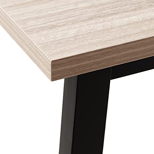 Signature Design by Ashley Waylowe Modern 3-Piece Dining Set, Includes Table and 2 Benches, Black & Beige