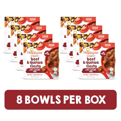 Happy Tot Organics Meal Bowl, Beef & Quinoa Fiesta with Vegetable Salsa, 4.5 Ounce Pouch (Pack of 8)