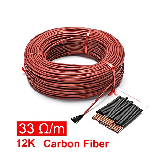 50M/100 Meters 12K Floor Warm Heating Cable 33ohm/m Carbon Fiber Heating Wires (Size : 50m)