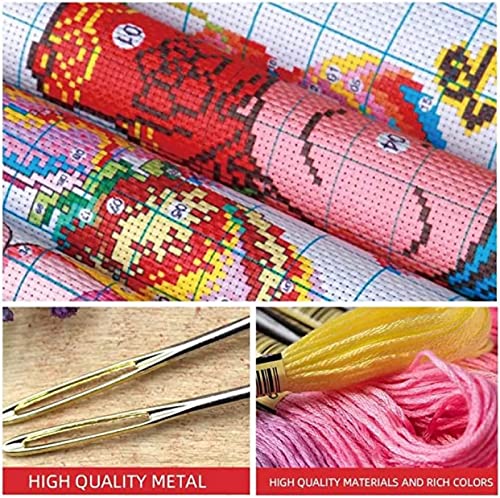 cat Stretch Boho Cross Stitch Kits- Counted Cross Stitch Pack Stamped Cross-Stitch Needlepoint Counted Kits Beginners,Embroidery Kit Arts and Crafts for Home Decor/8x12 inch
