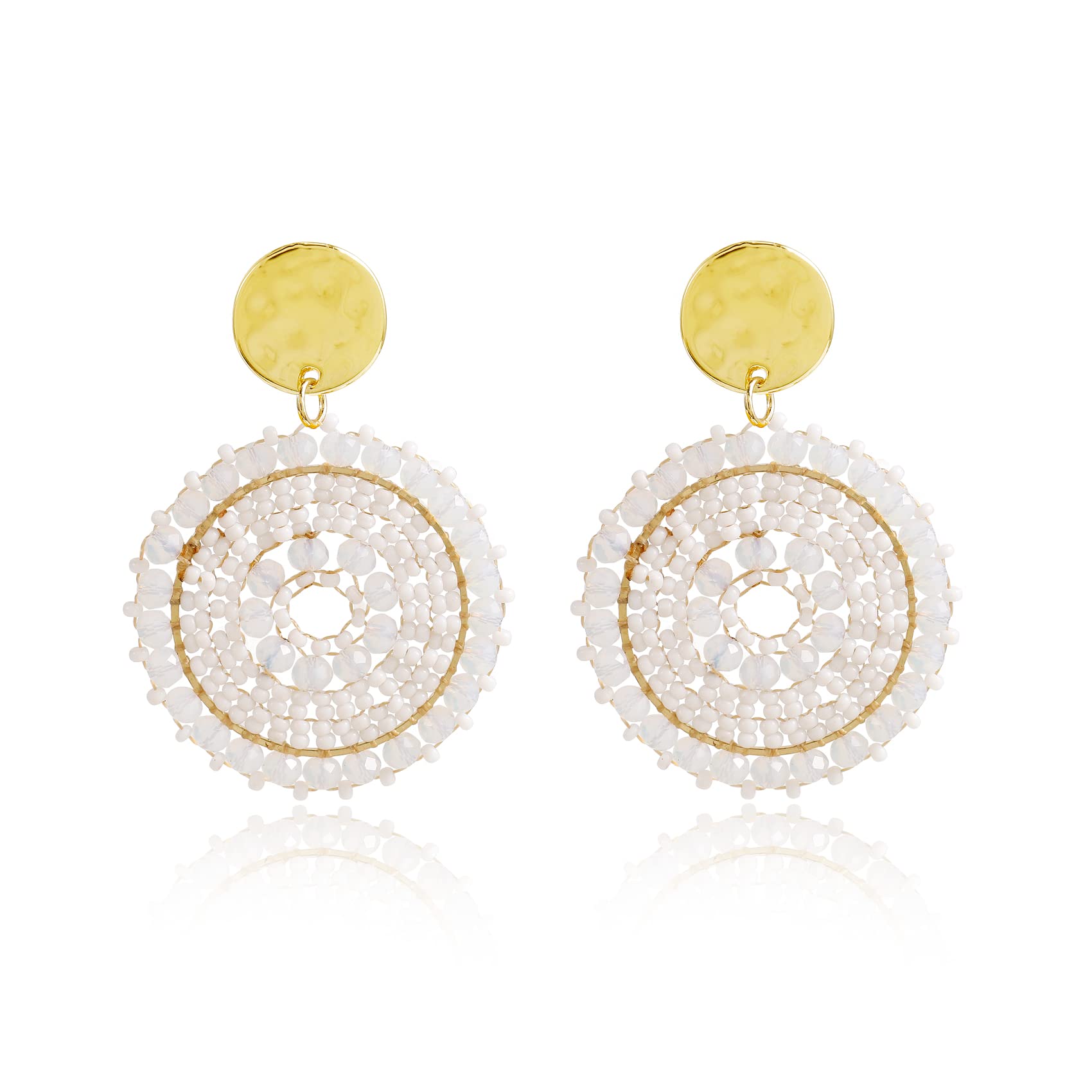A Golden Cloud White Beaded Earrings For Women Summer Beach Boho Bead Dangle Drop Statement Earrings Fashion Jewelry