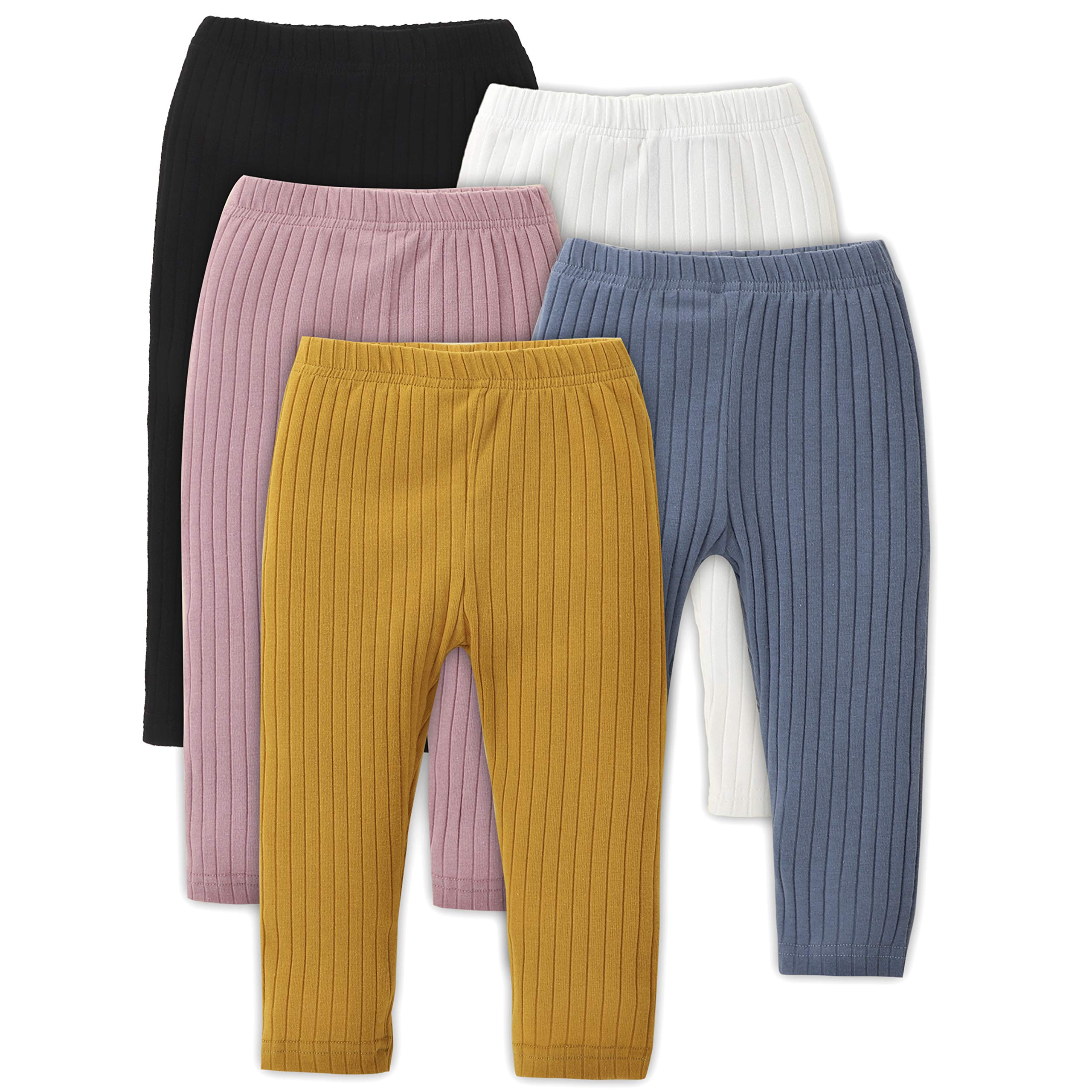 U.nikaka Unisex Baby 6-12 Months 5-Pack Pants in Grey White Black Orange and Pink