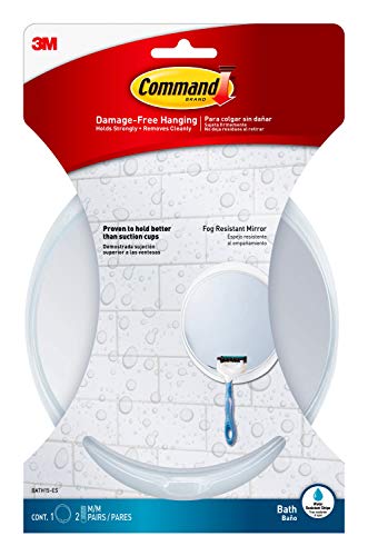 Command Fog Resistant Mirror, 1-Mirror, 2-Water-Resistant Strips (BATH15-ES), Organize Damage-Free