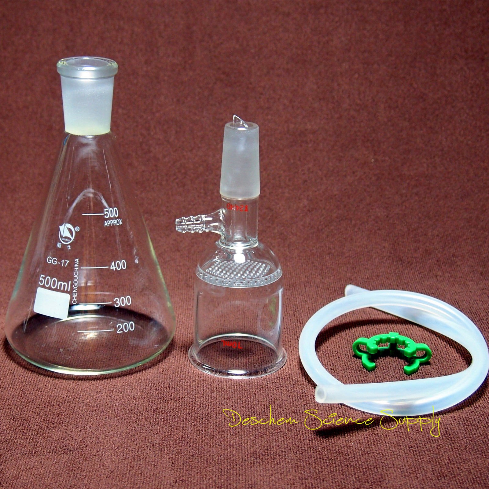 Deschem 500ml,24/40,Suction Filtration Device,47mm Buchner Funnel & Glass Flask