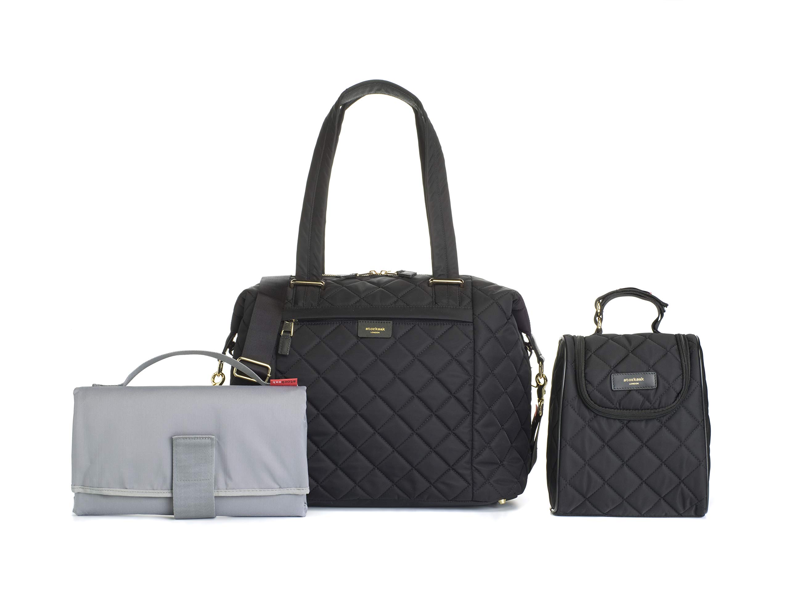 Storksak Stevie Quilt Diaper Changing Bag, Black