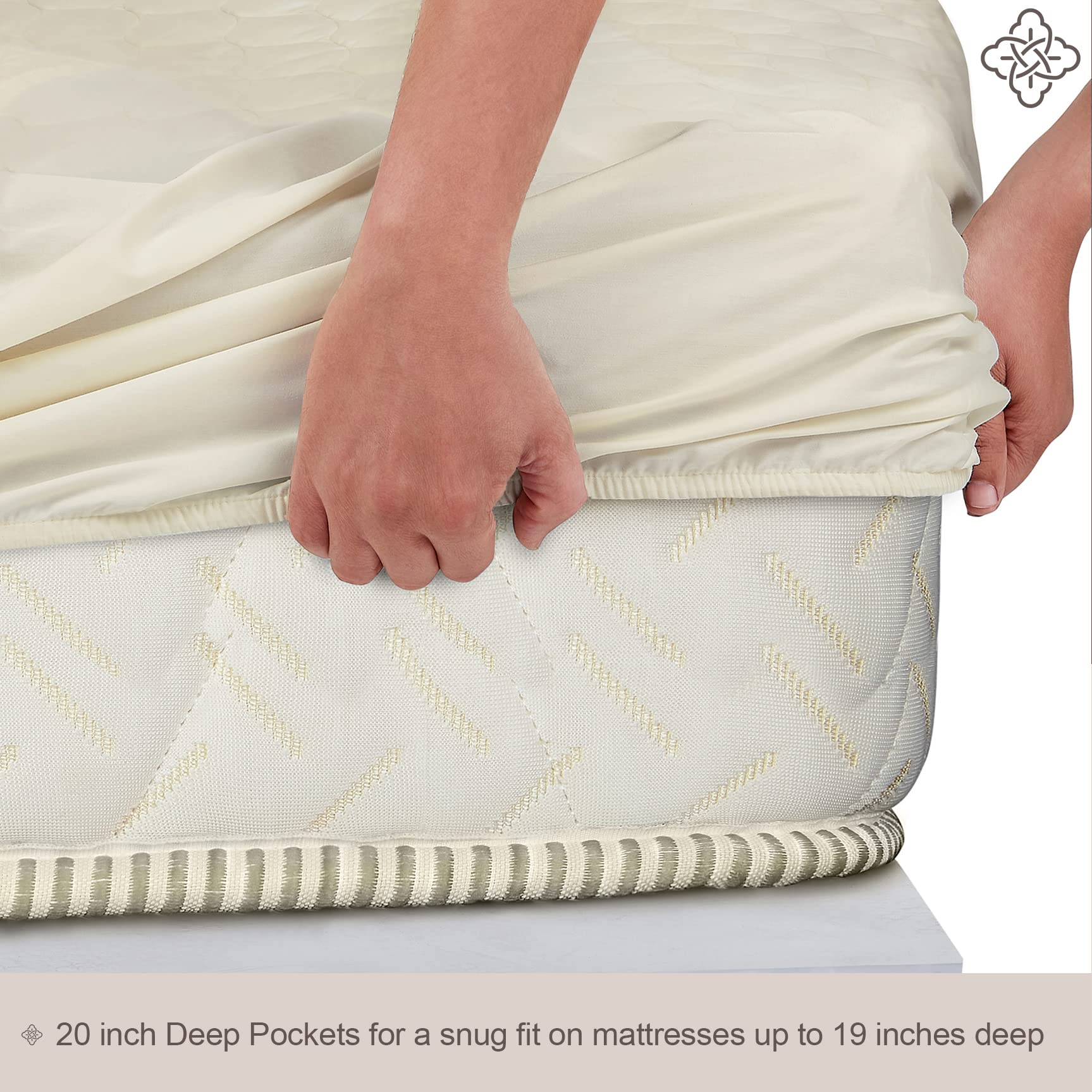 Bioweaves 100% Organic Cotton Mattress Pad Cover, GOTS Certified Cooling Quilted Fitted Mattress Topper & Protector with Soft Cotton Wadding - 20 Inch Deep Pocket, California King