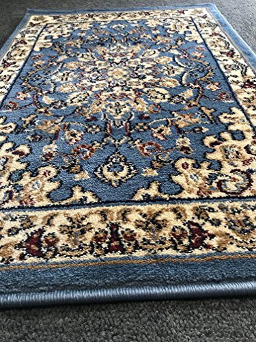 Deir Debwan Traditional Oriental Door Mat Area Rug Blue Persian (330,000 Point) Design 603 (2 Feet X 3 Feet)