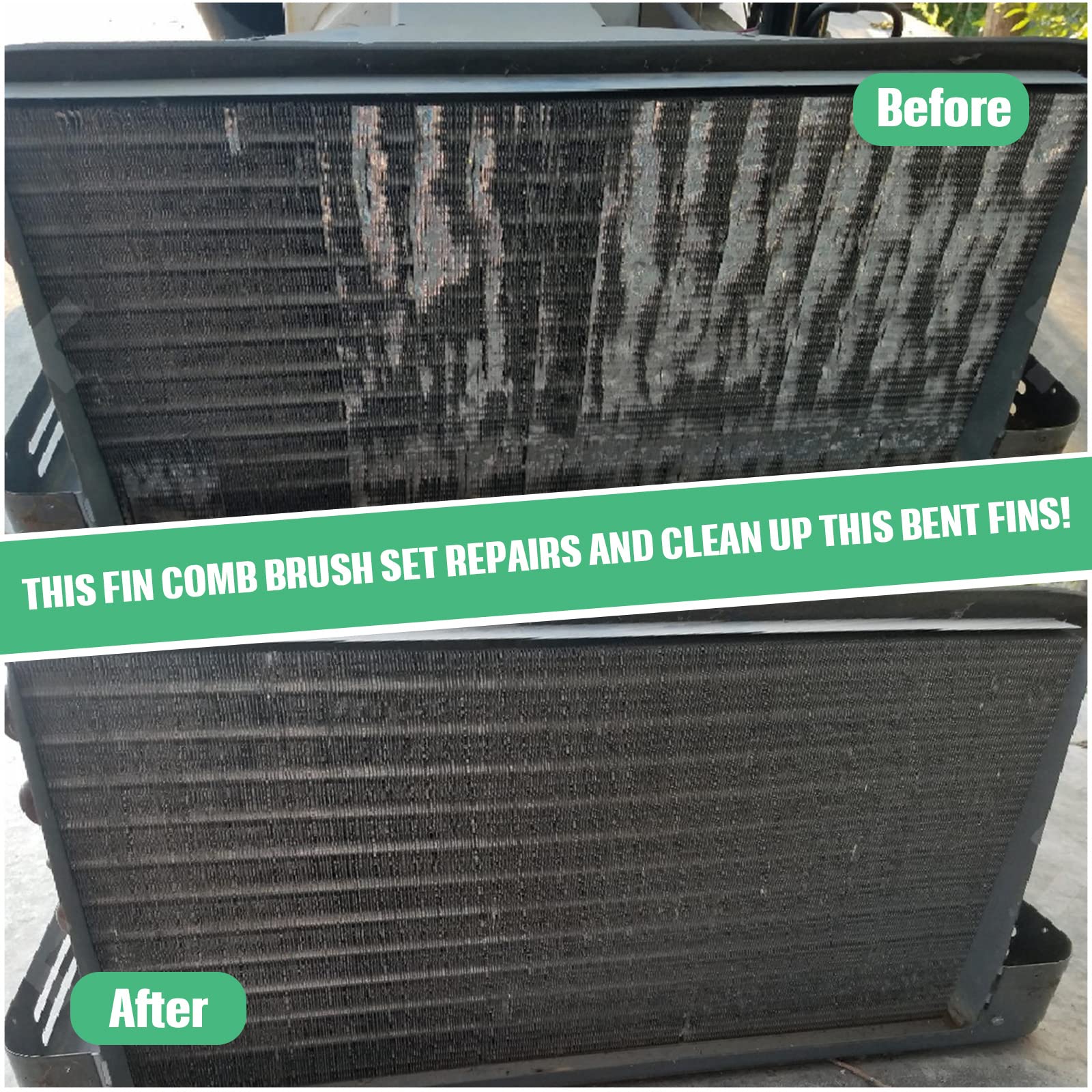 CHENGU 5 Pieces Air Conditioner Fin Cleaner Set 3 Different Fin Comb Condenser Fin Straightener and 2 Different Brush Condenser Complete Category Evaporator Radiator Repair Clean Set