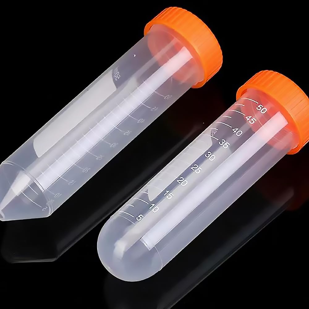 BIPEE Centrifuge Tubes, 50mL lab tubes, test tubes with caps, Plastic Container for plant tissue culture kit,coffee tubes,round bottom pack 10 pcs.