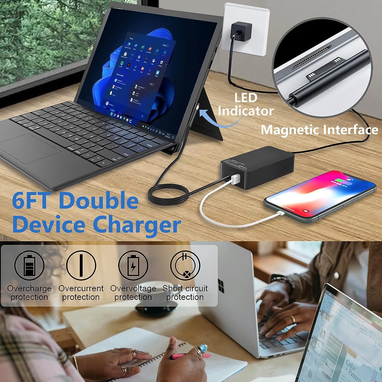 Surface Laptop Pro Charger 65W 44W 36W 24W Compatible with Microsoft Surface Pro 3/4/5/6/7/8/9/X Laptop 1/2/3/4 Go 1/2/3 Book 1/2/3 Power Supply Adapter