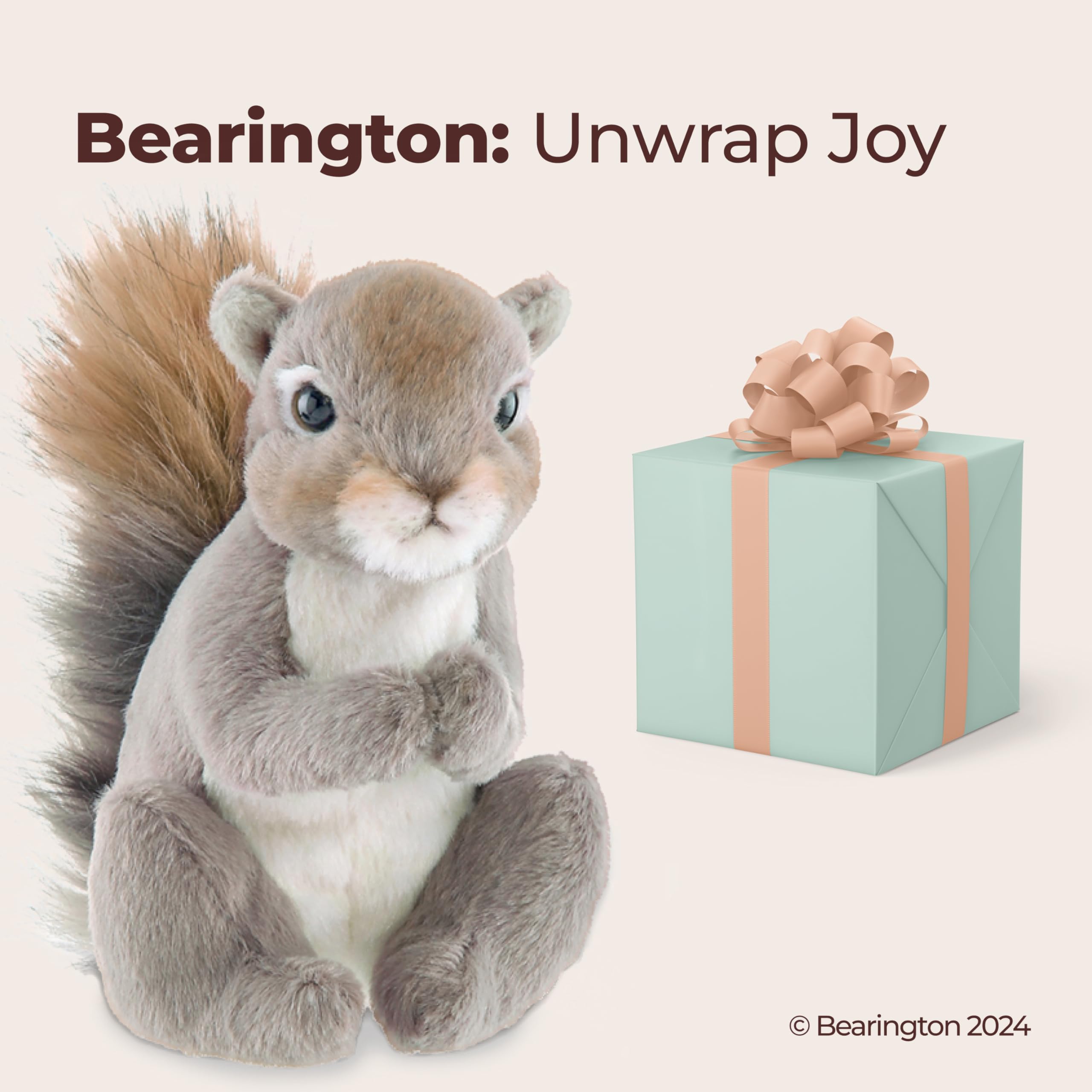 Bearington Lil' Peanut The Squirrel Stuffed Animal, 7 Inch Realistic Stuffed Animal