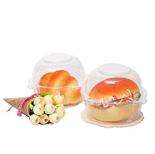 Hewnda 50 Pack Clear Plastic Single Individual Cupcake Muffin Dome Holders Cases Boxes Cups Pods