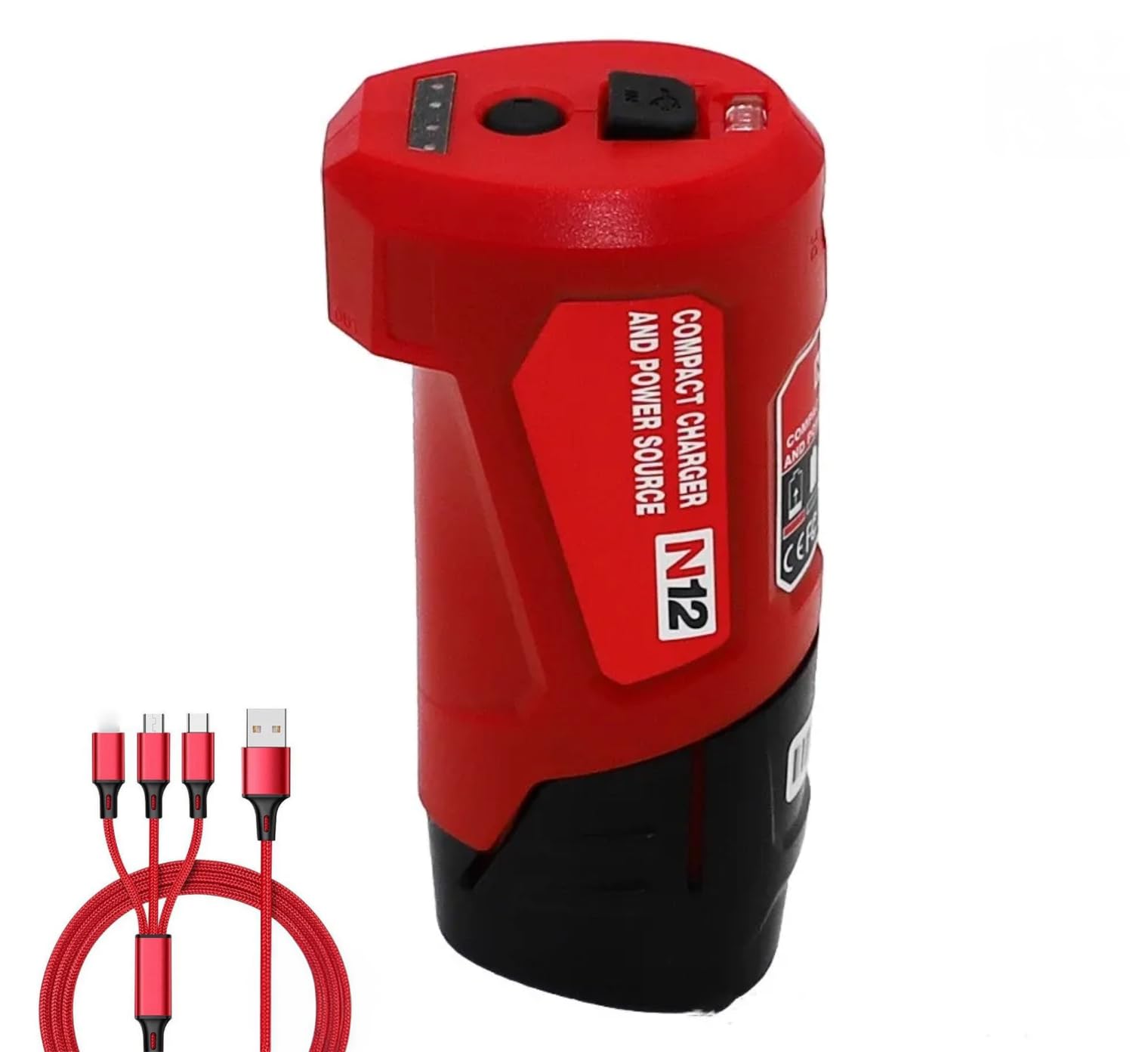 Tool Army M12 USB Charger & Milwaukee Charger | M12 Power Source 48-59-1201, 49-24-2310 Compatible with M12 Milwaukee Heated Jacket Adapter