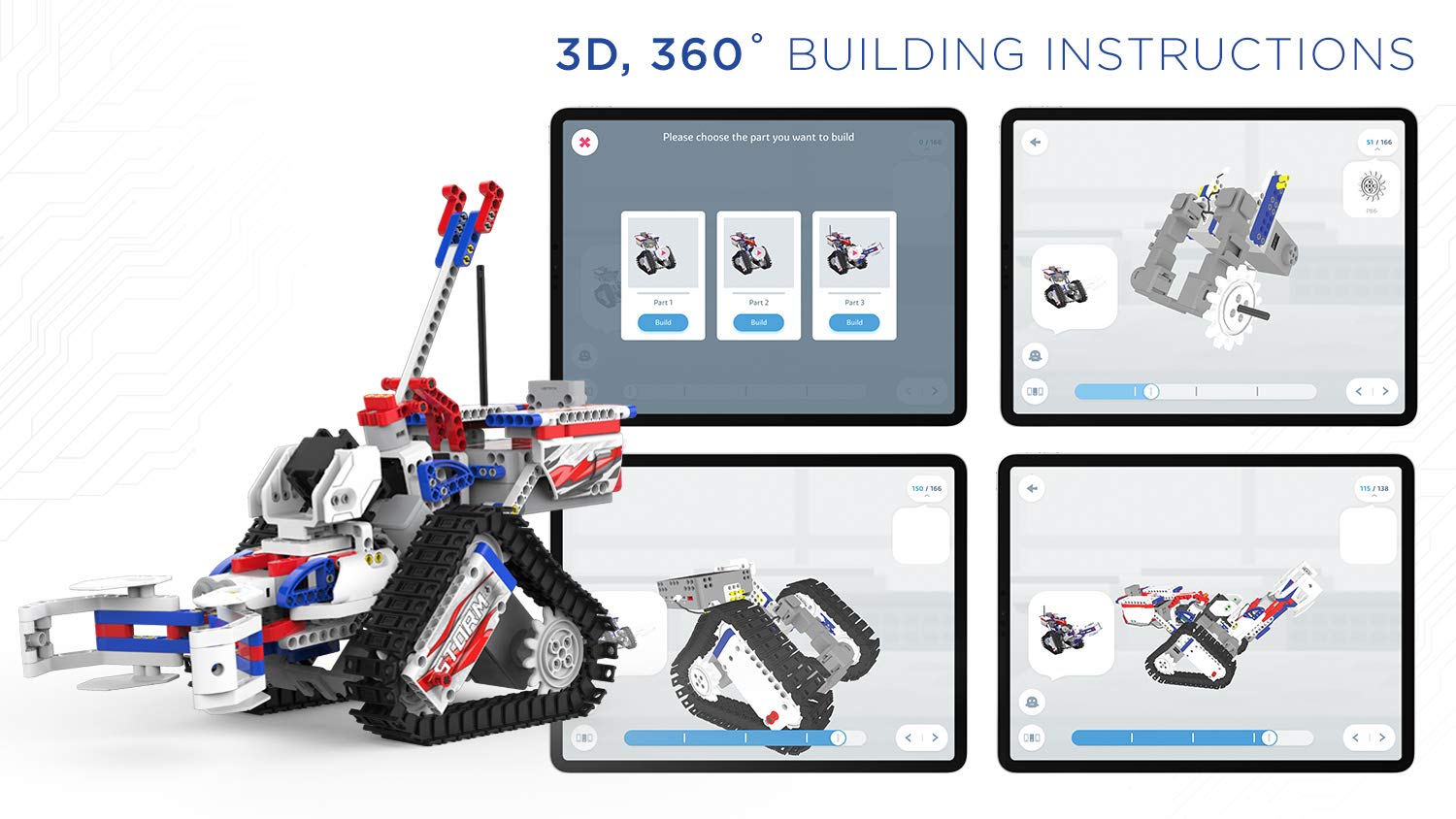 UBTECH JIMU Robot Competitive Series: Champbot Kit/ App-Enabled Building & Coding STEM Robot Kit (522 Pcs) from Robotics , Blue