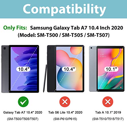 ProCase Smart Case for Galaxy Tab A7 10.4" 2022 2020(SM-T500/T503/T505/T507/T509) with Tempered Glass Screen Protector, Slim Stand Hard Shell Protective Smart Cover for Galaxy Tab A7 10.4 Inch -Black