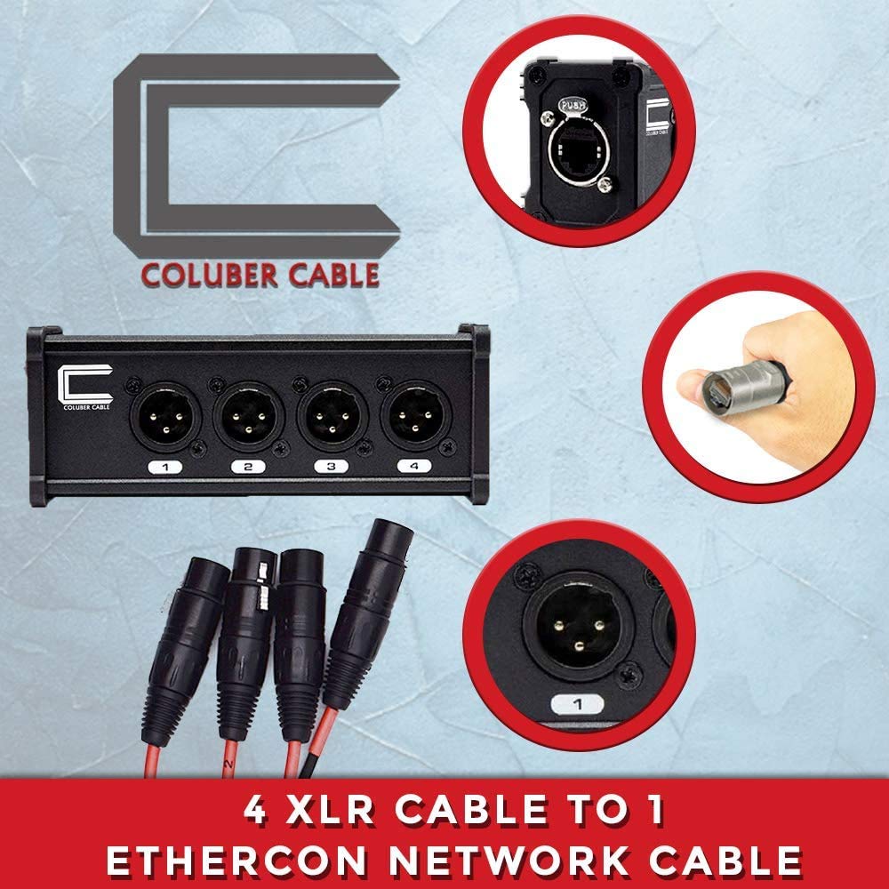 COLUBER CABLE XLR Snake 4 Channel Audio Over Ethernet - DMX Snake XLR Over Ethernet RJ45 Audio Snakes