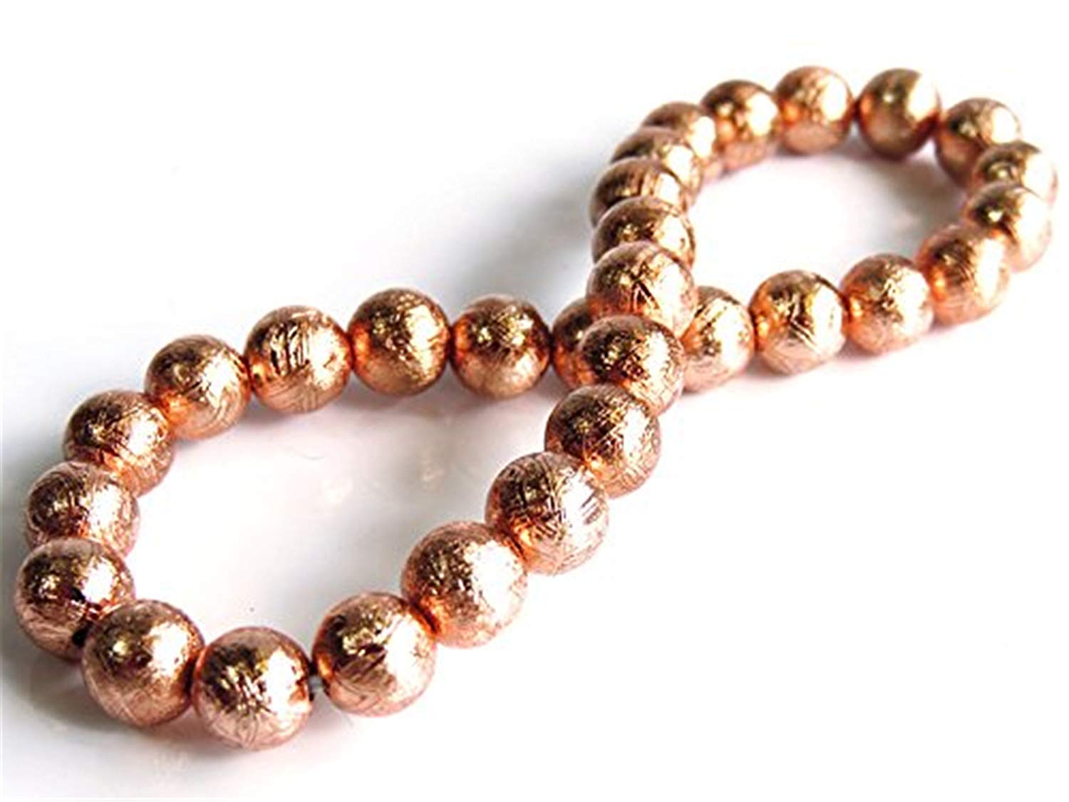 7mm Genuine Natural Gibeon Meteorite Rose Gold Plated Jewelry Round Bead Bracelet AAAA