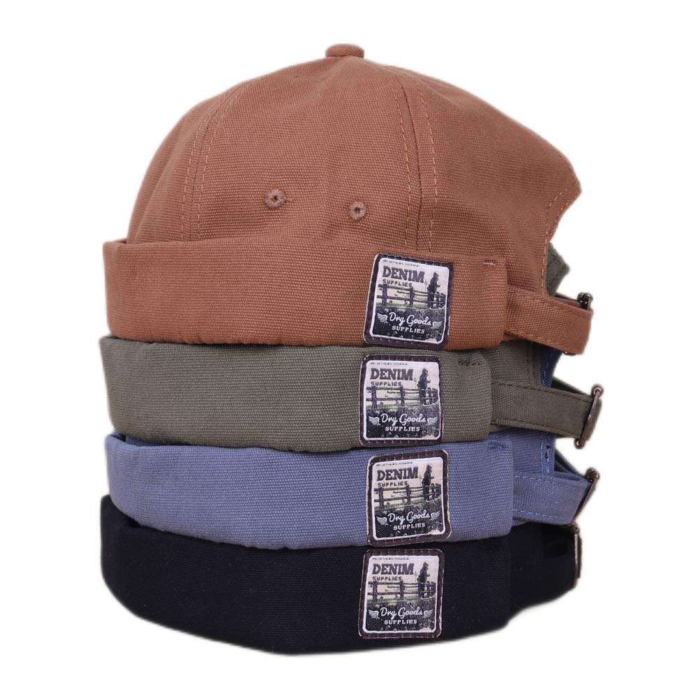 4UFIT Mens Visor-Less Cotton Skull Cap Retro Style Rolled Cuff Brimless Caps
