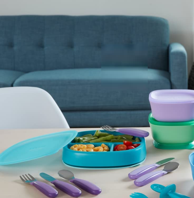 NUK Kiddy Cutlery Spoons, 3 Pack, 18+ Months Purple & Green (Purple & Green)