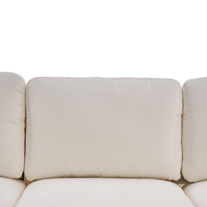 TURRIDU Couches for Living Room, Convertible Sectional Sofa Couch U Shaped Couch in Chenille with 2 Pillows and Metal Legs, 4-seat Modular Sofa for Apartment, Small Space, Lounge, White