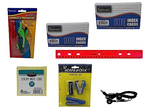 College Ruled Back to School Supply Bundle for Middle, High School and College: Binder, Mechanical Pencils, Sharpies, Pens, Highlighters, Folders, Note Books, Earbuds and More 55+ items